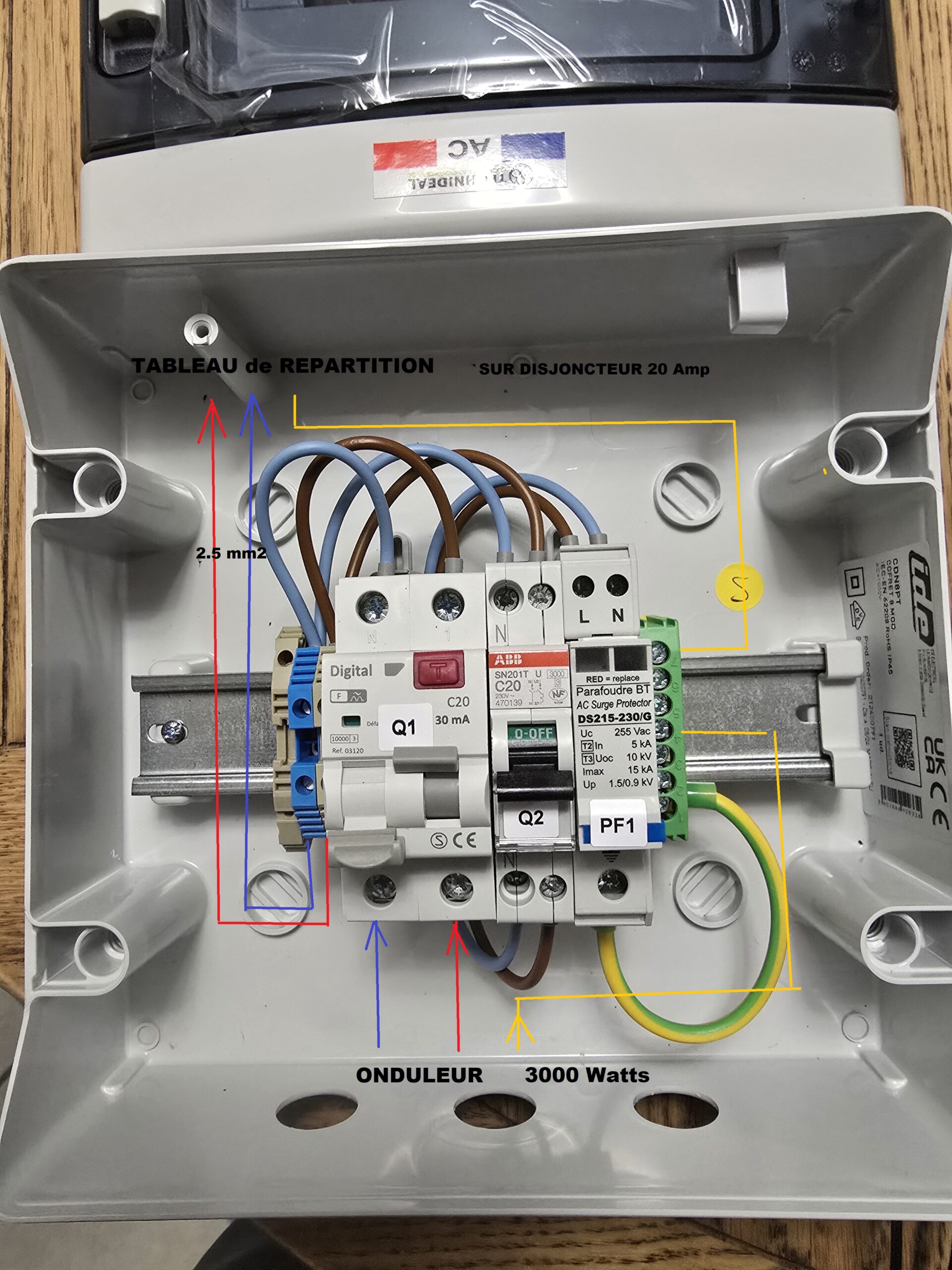 Coffret AC 3kW monophasé - Technideal